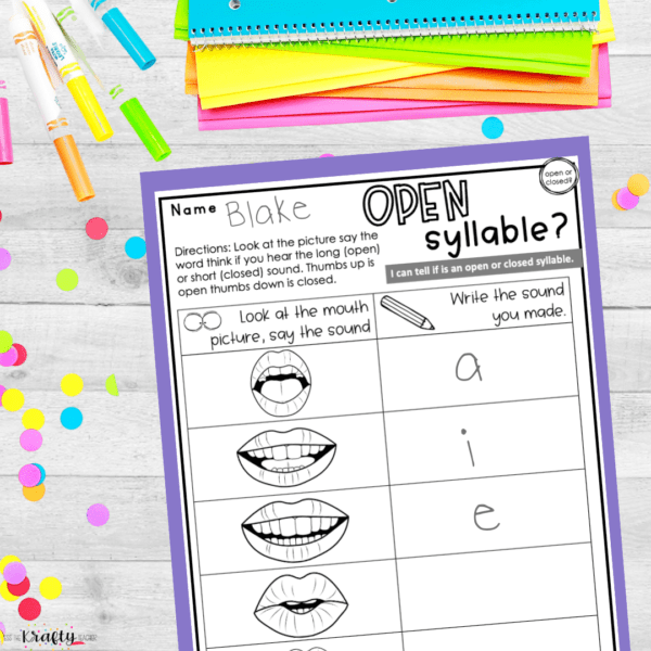 Teaching Open Syllables in First Grade - The Krafty Teacher